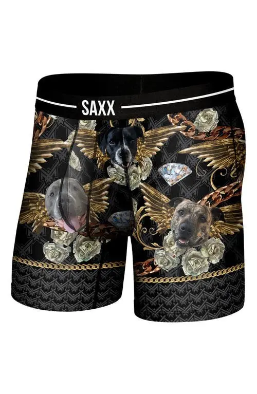 SAXX Volt Breathable Sim Fit Mesh Boxer Briefs - Dogs Of Maxx-black