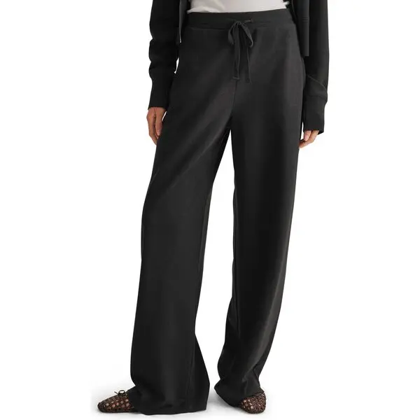 Splendid Winslow Tie Waist Wide Leg Sweatpants - Black
