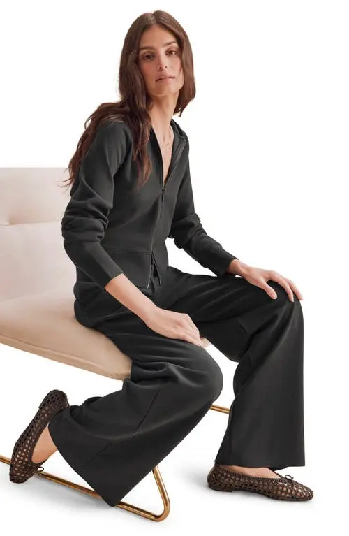 Splendid Winslow Tie Waist Wide Leg Sweatpants - Black