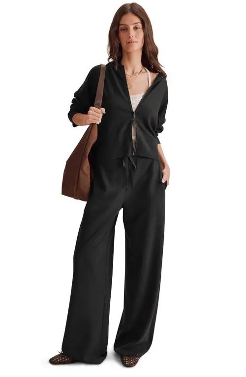 Splendid Winslow Tie Waist Wide Leg Sweatpants - Black