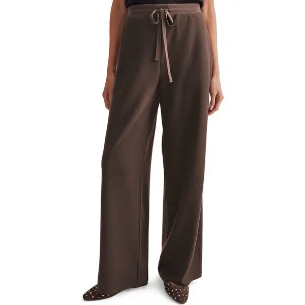 Splendid Winslow Tie Waist Wide Leg Sweatpants - Java Brown