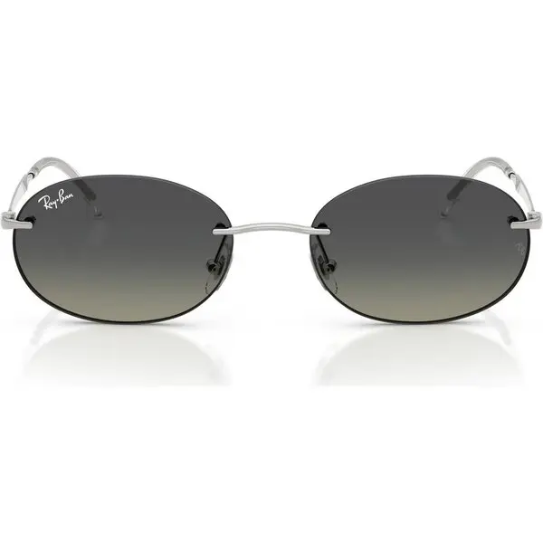 Ray-ban 54mm Gradient Rimless Oval Sunglasses - Silver/grey Gradient