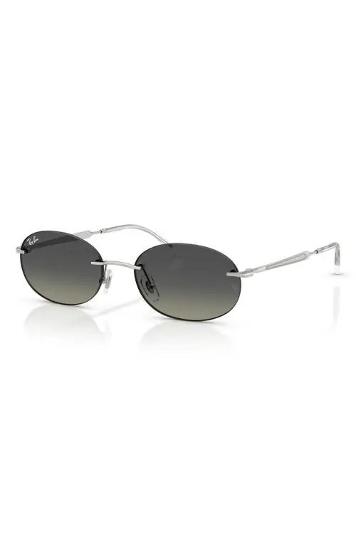 Ray-ban 54mm Gradient Rimless Oval Sunglasses - Silver/grey Gradient
