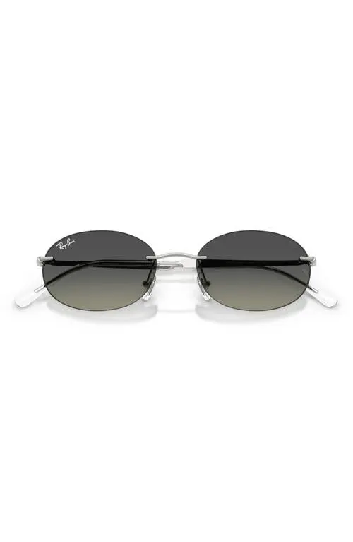 Ray-ban 54mm Gradient Rimless Oval Sunglasses - Silver/grey Gradient