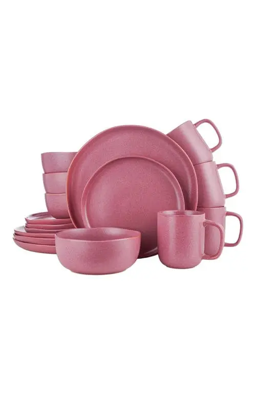 STONE + LAIN Tom Stoneware 16-piece Dinnerware Set - Pink White