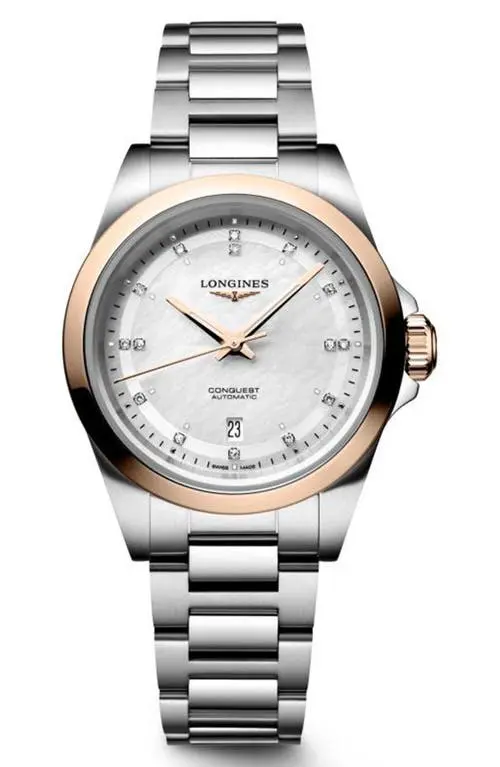 LONGINES Conquest Automatic Bracelet Watch - White Mother-of-pearl