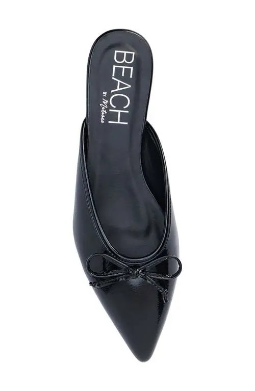 Matisse Pointed Toe Mule With Bow Detailing - Black Patent