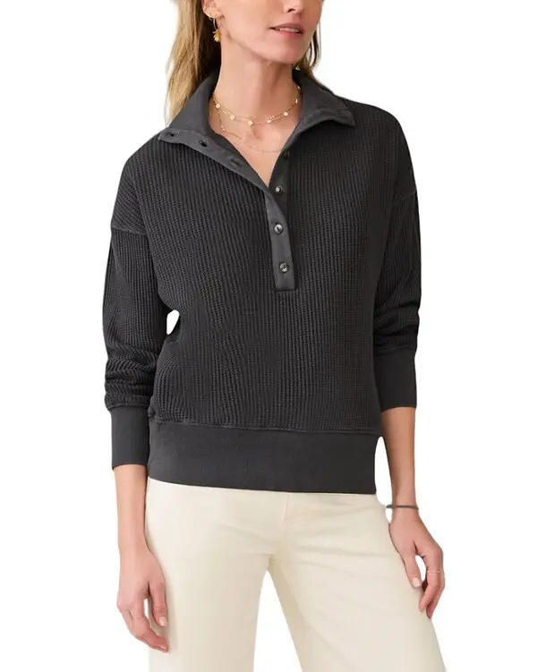 Faherty Brand Apres Henley Waffle Top - Washed Black