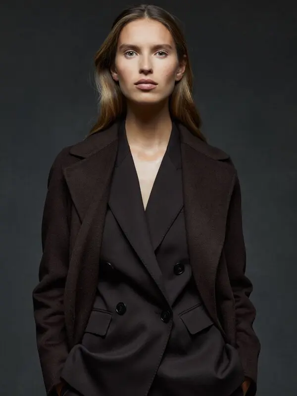 REISS Lucia Petite Wool-blend Double-breasted Coat - Chocolate