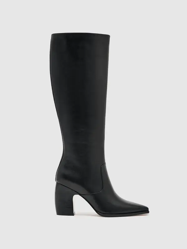 REISS Gabrielle Leather Knee-high Boots