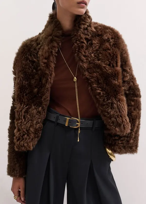 ME+EM Luxe Shearling Evening Crop Jacket