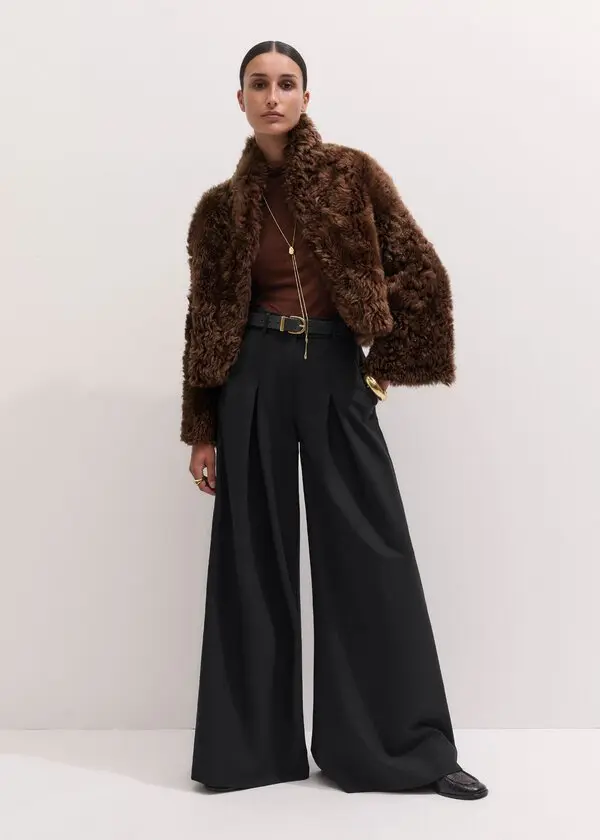 ME+EM Luxe Shearling Evening Crop Jacket