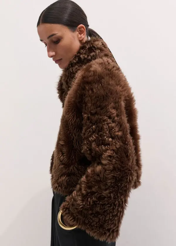ME+EM Luxe Shearling Evening Crop Jacket