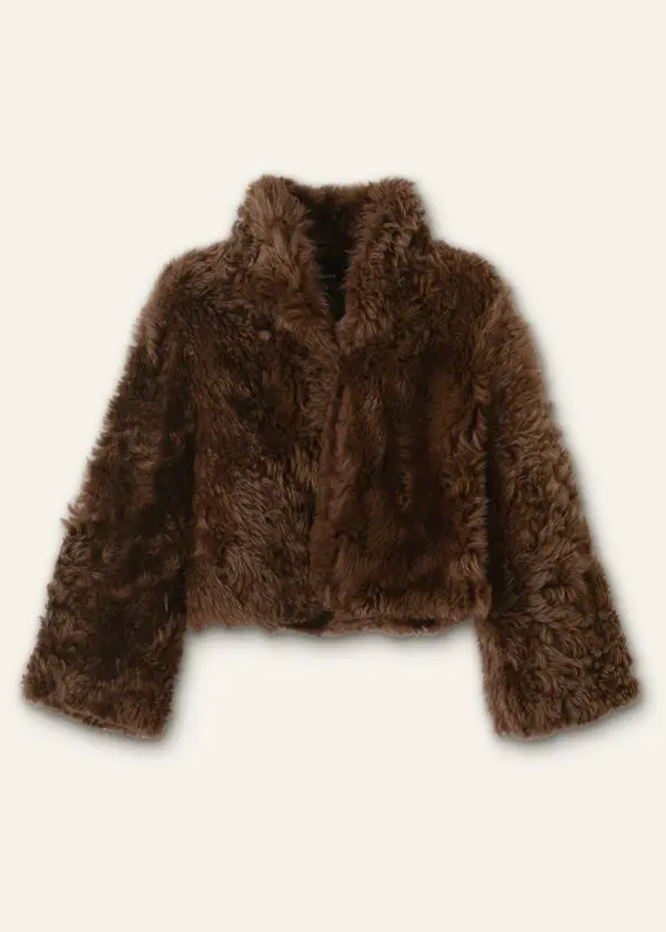 ME+EM Luxe Shearling Evening Crop Jacket