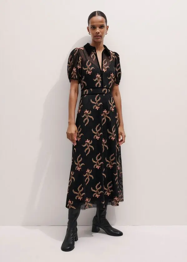ME+EM Floral Embroidered Maxi Dress