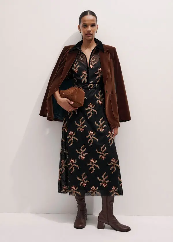 ME+EM Floral Embroidered Maxi Dress