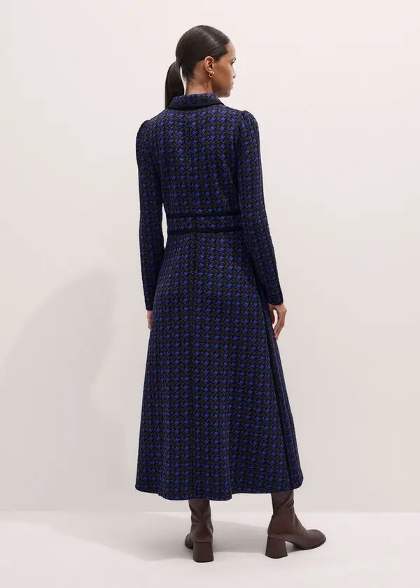ME+EM Houndstooth Jacquard Ponte Maxi Dress