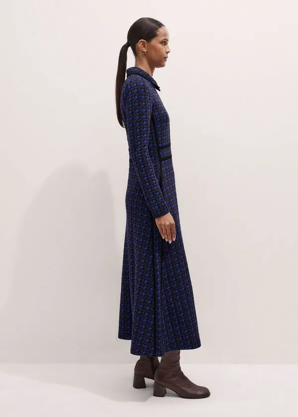 ME+EM Houndstooth Jacquard Ponte Maxi Dress
