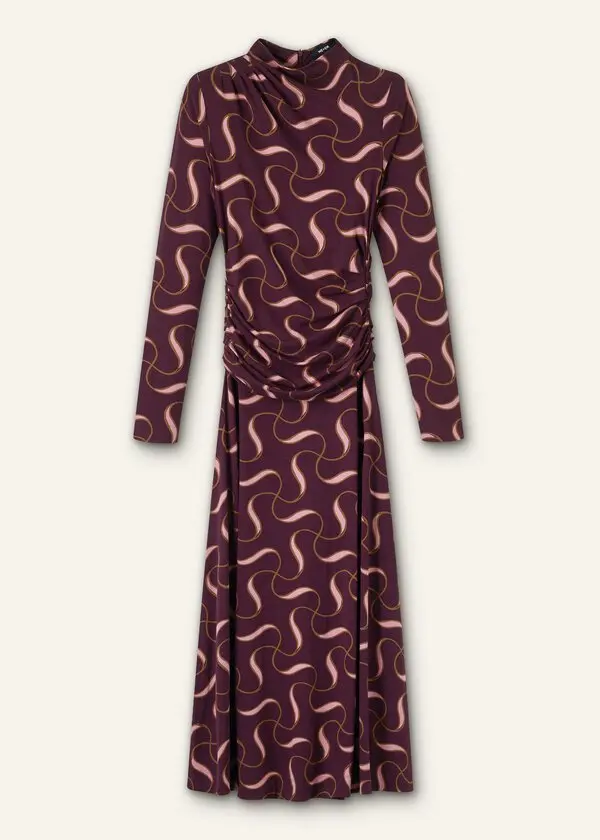 me and em burgundy dress Pleat Detail Premium Dress Burgundy main image 0