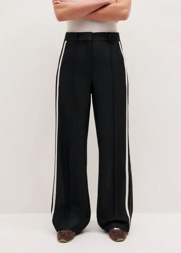ME+EM Contrast Side Stripe Relaxed Pant - Black