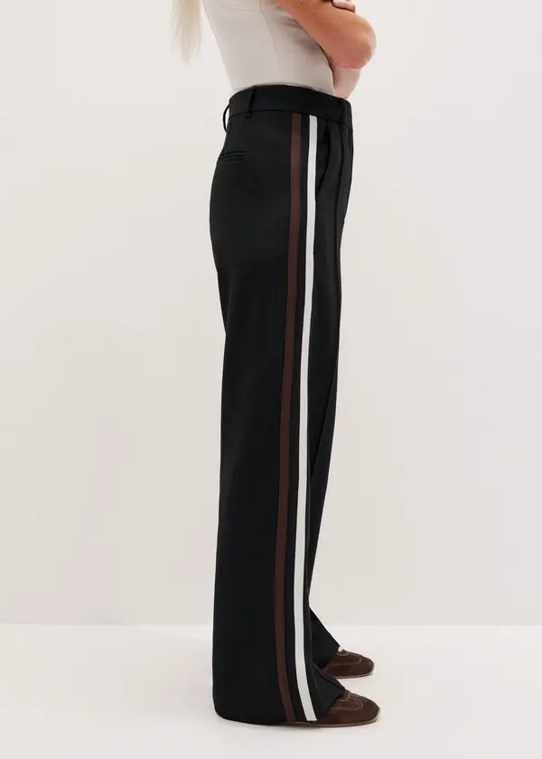 ME+EM Contrast Side Stripe Relaxed Pant - Black
