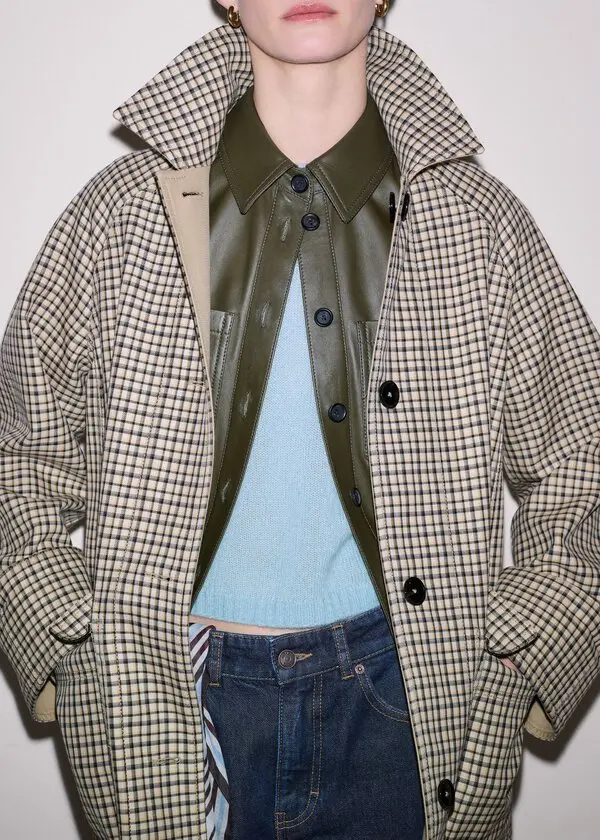 ME+EM Paneled Leather Utility Shirt - Intense Olive