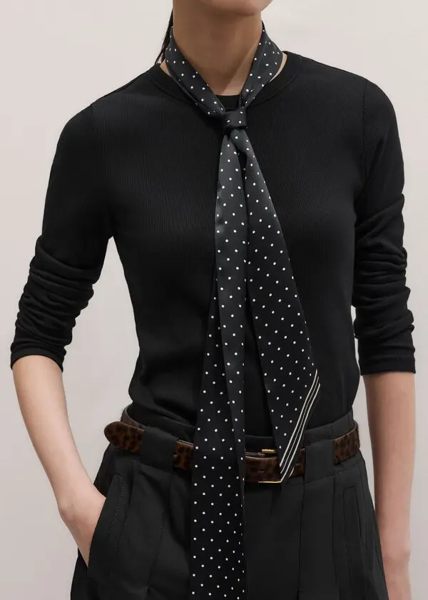 ME+EM Cotton Rib Long Sleeve Top - Black