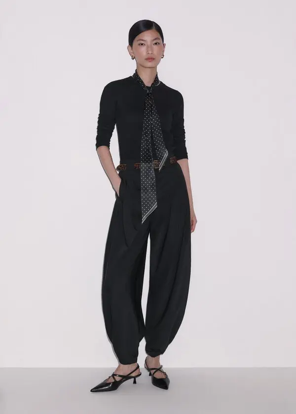 ME+EM Cotton Rib Long Sleeve Top - Black