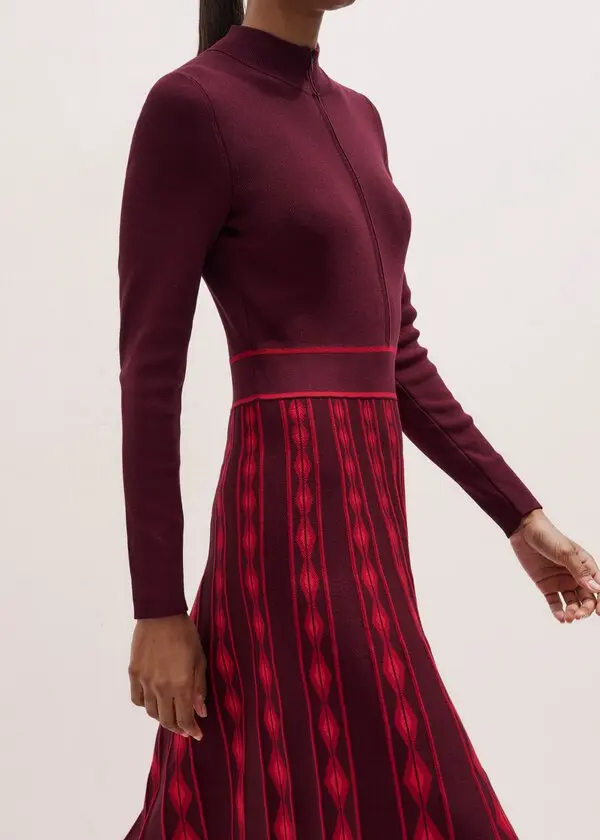 ME+EM Jacquard Half Zip Knit Maxi Dress