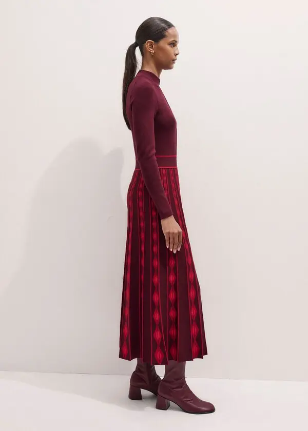 ME+EM Jacquard Half Zip Knit Maxi Dress