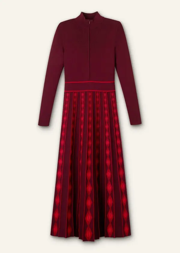 ME+EM Jacquard Half Zip Knit Maxi Dress