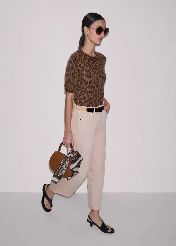 ME+EM Merino Cashmere Leopard Knit Tee