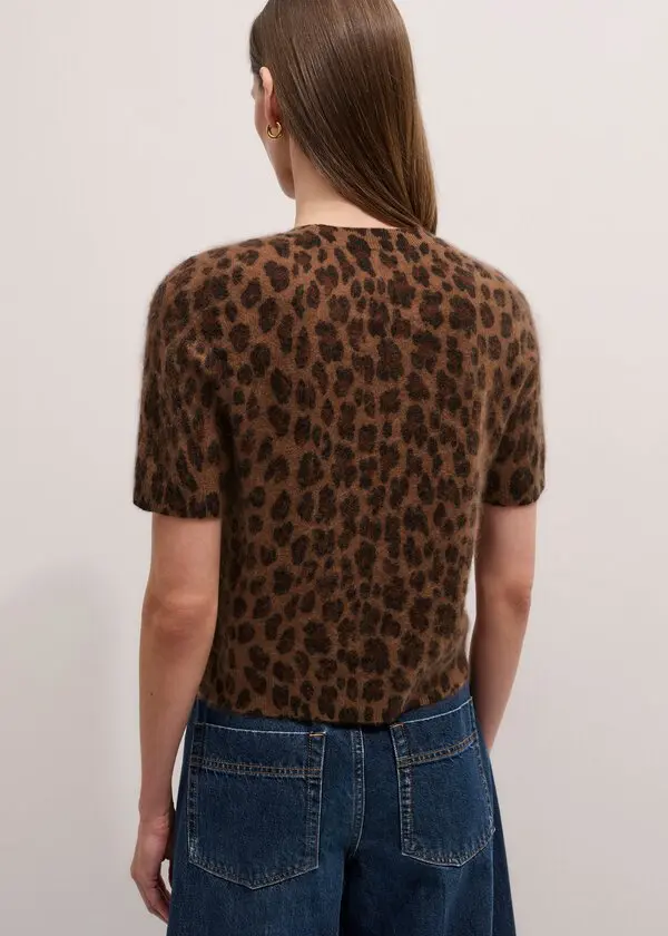 ME+EM Merino Cashmere Leopard Knit Tee