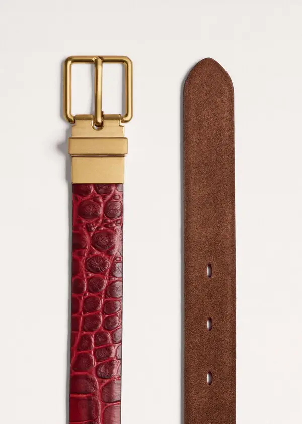 ME+EM Reversible Leather Belt - Ultra Red/chestnut