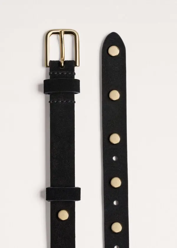 ME+EM Studded Leather Belt - Black/gold