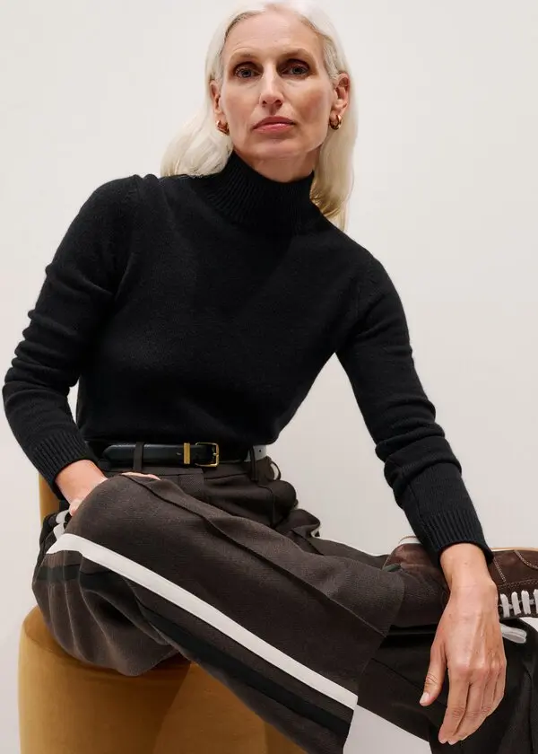 ME+EM Cashmere High Neck Crop Jumper - Black