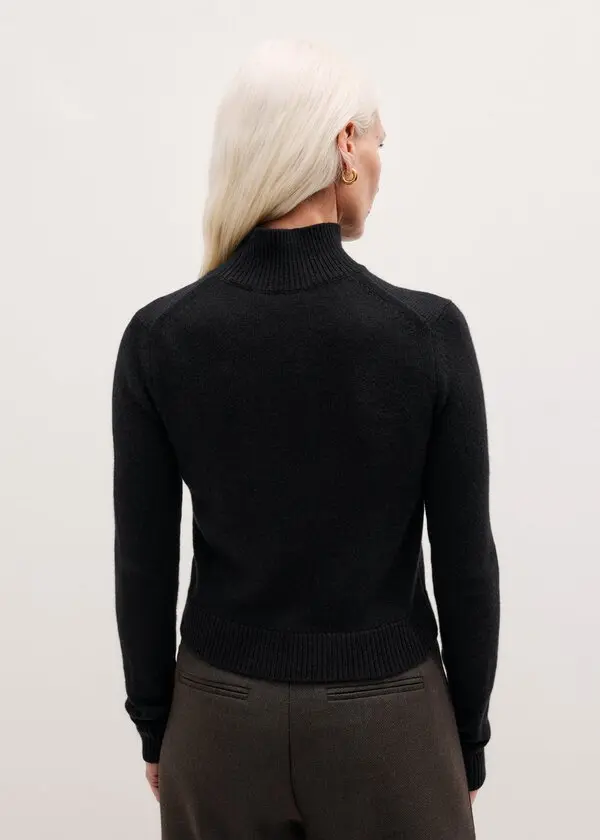 ME+EM Cashmere High Neck Crop Jumper - Black