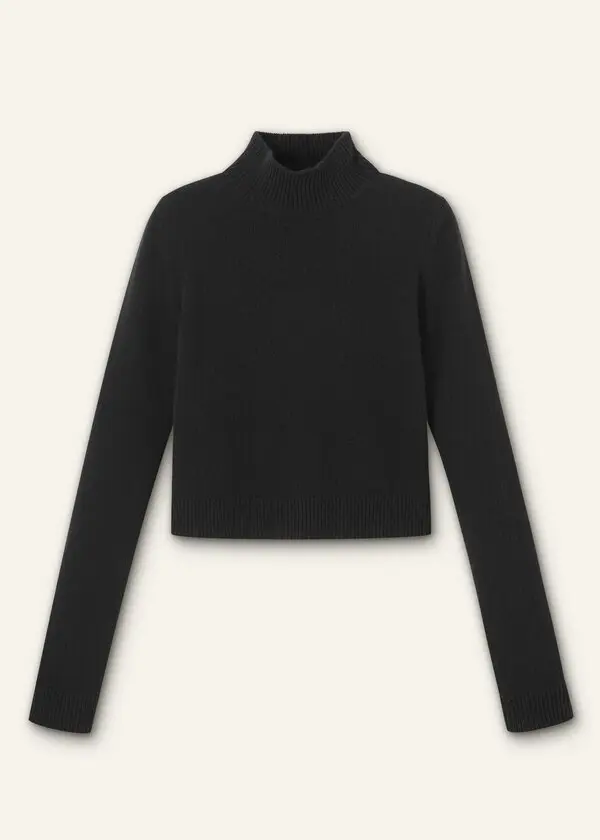 ME+EM Cashmere High Neck Crop Jumper - Black