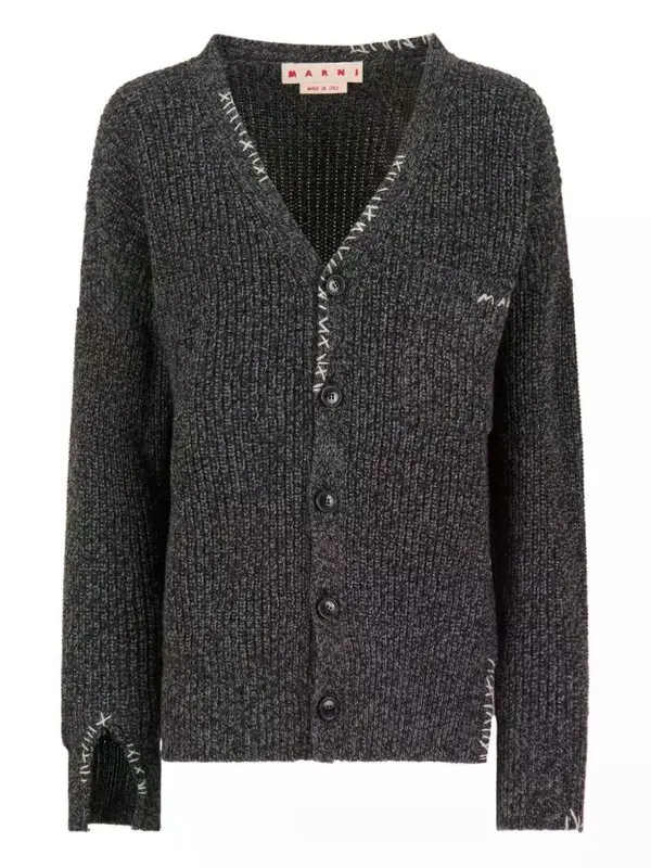 Marni V-neck Logo-embroidered Cardigan