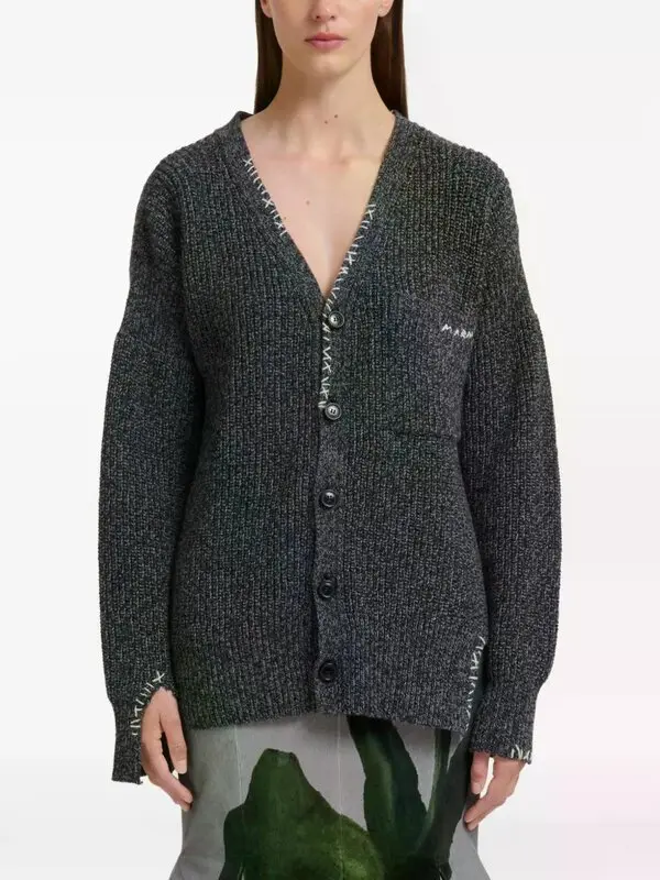 Marni V-neck Logo-embroidered Cardigan
