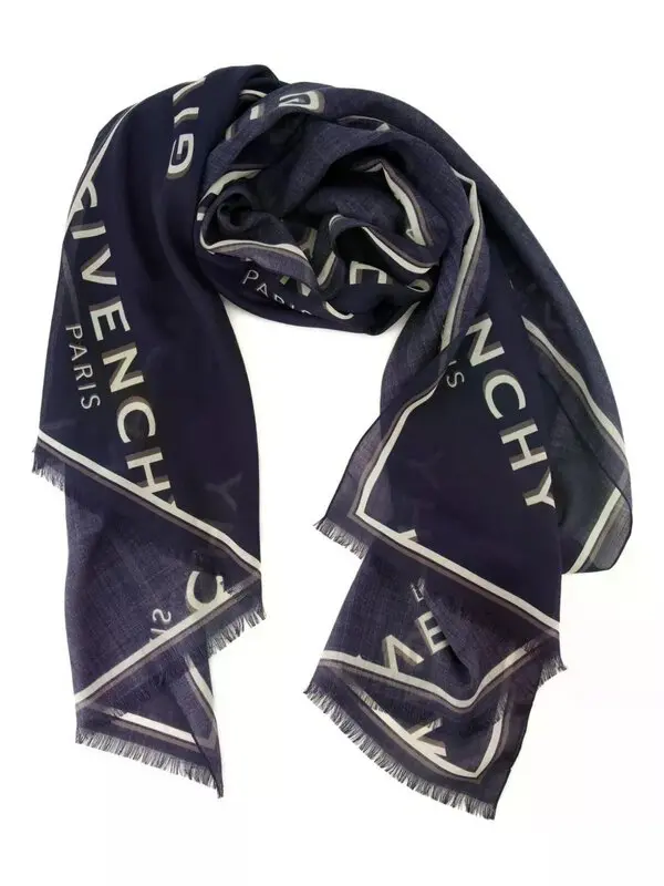 Givenchy Monogram Fringed Scarf - Blue