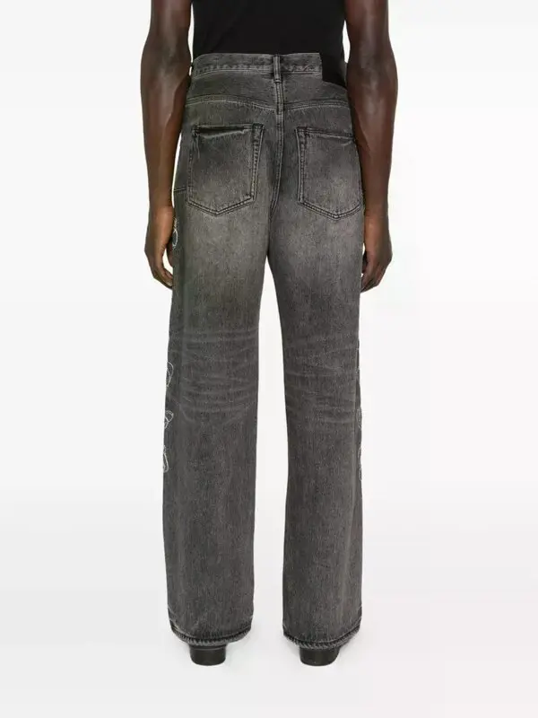 PURPLE BRAND Embroidered Wide-leg Jeans
