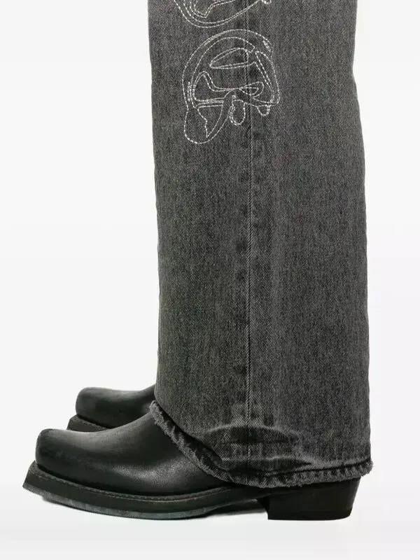 PURPLE BRAND Embroidered Wide-leg Jeans