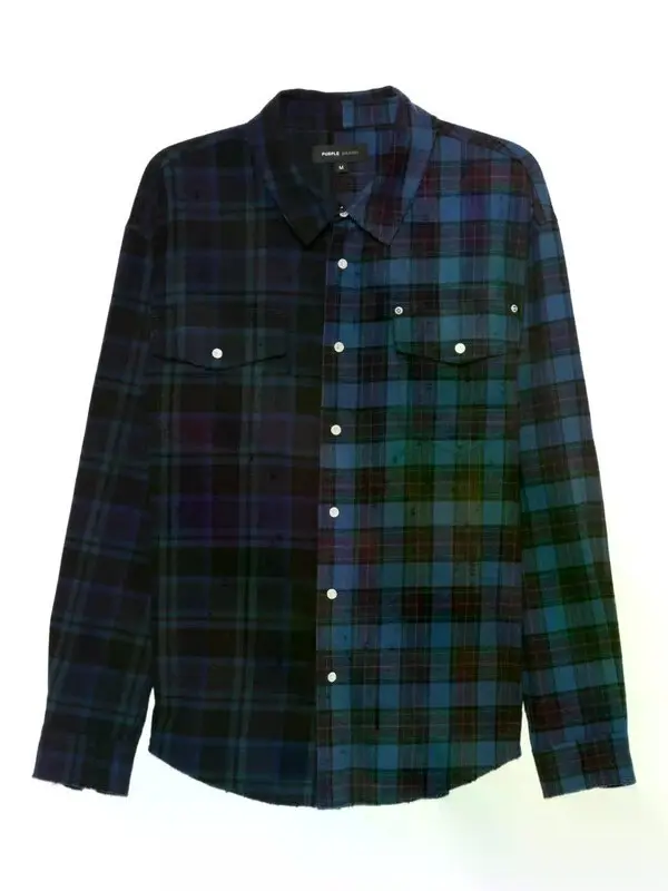 PURPLE BRAND Colour-block Plaid Shirt