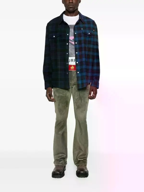 PURPLE BRAND Colour-block Plaid Shirt