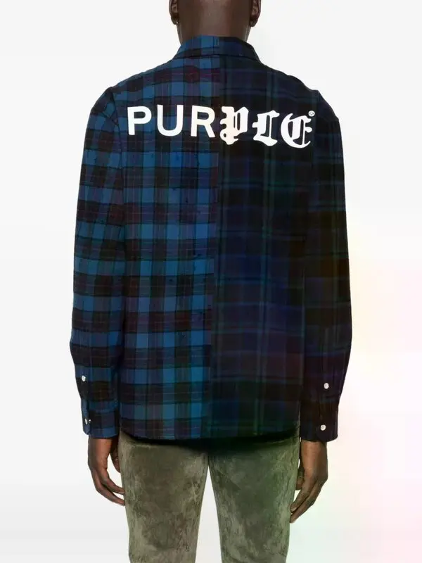 PURPLE BRAND Colour-block Plaid Shirt
