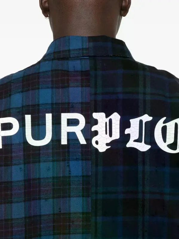 PURPLE BRAND Colour-block Plaid Shirt