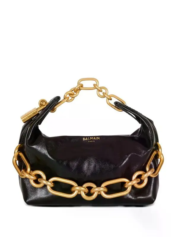 Balmain Mini Sync Chain-embellished Leather Tote Bag - Black