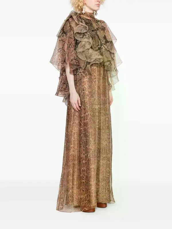 Zimmermann Ruffle-trimmed Snake-print Dress