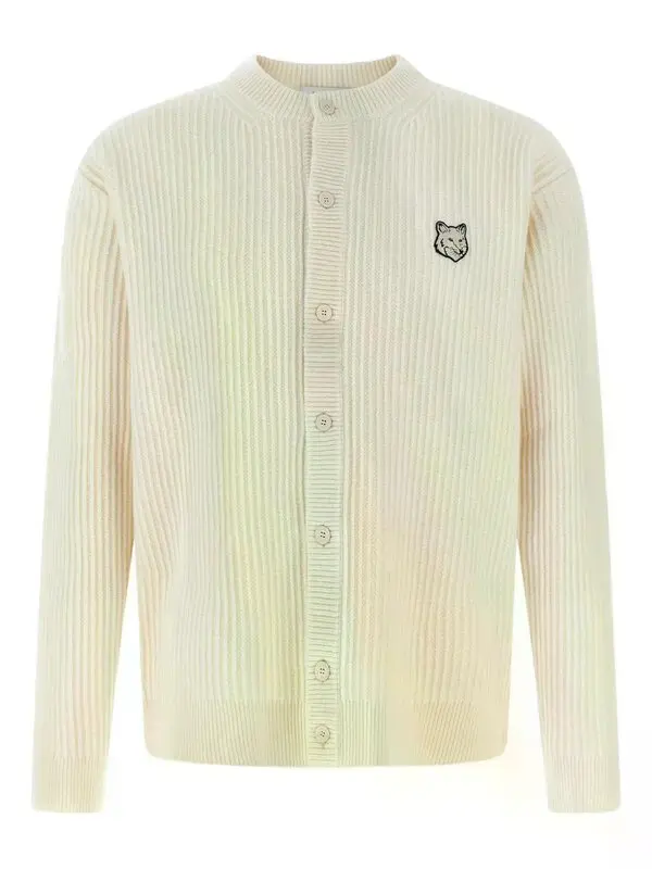Maison Kitsuné Fox-head Ribbed Cardigan - Neutrals